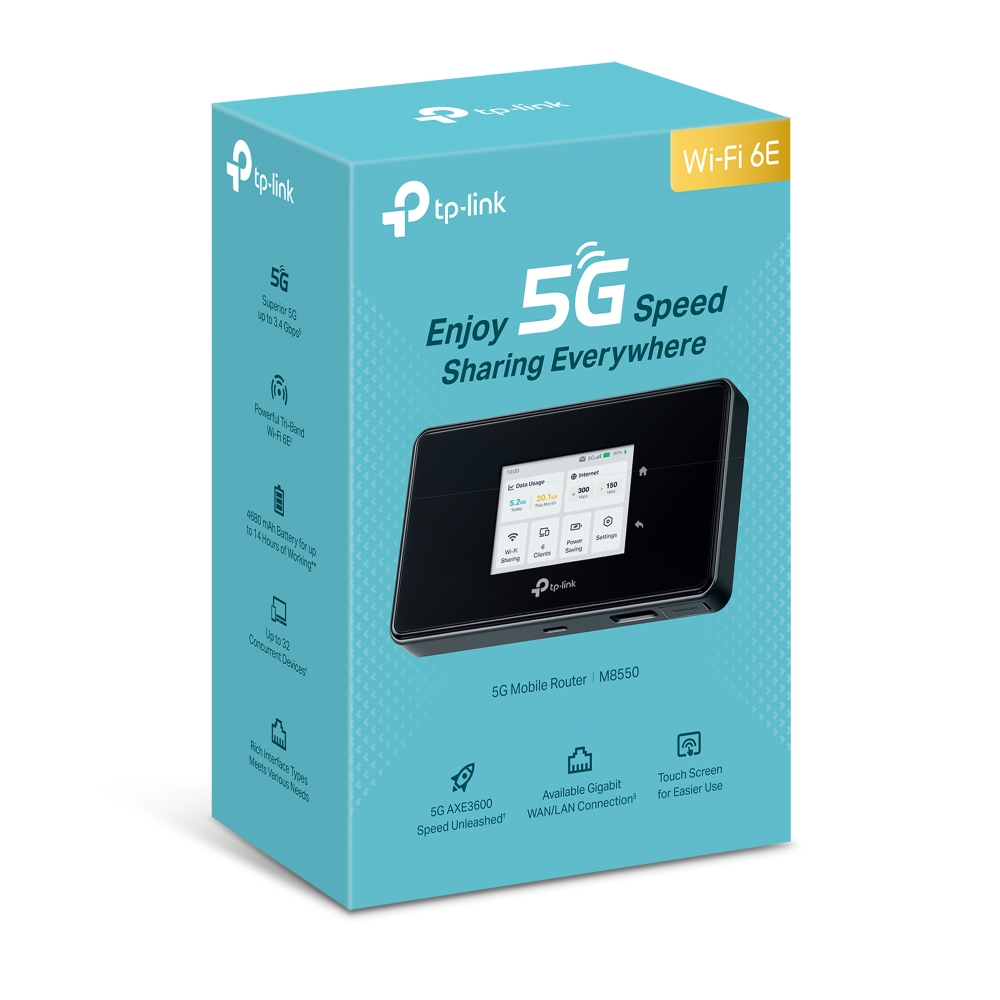 TP-Link M8550 5G AXE3600 Mobile Wi-Fi 6E Router | Vuugo